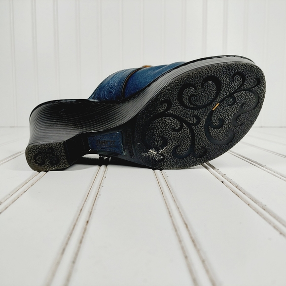 Born | Shoes | Born Blue Leather Comfort Buckle Strap Slip On Wedge ...